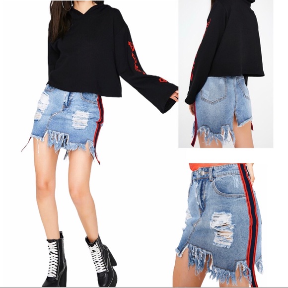 Hot & Delicious | Skirts | Hot Delicious No Good Grunge Denim Skirt S ...